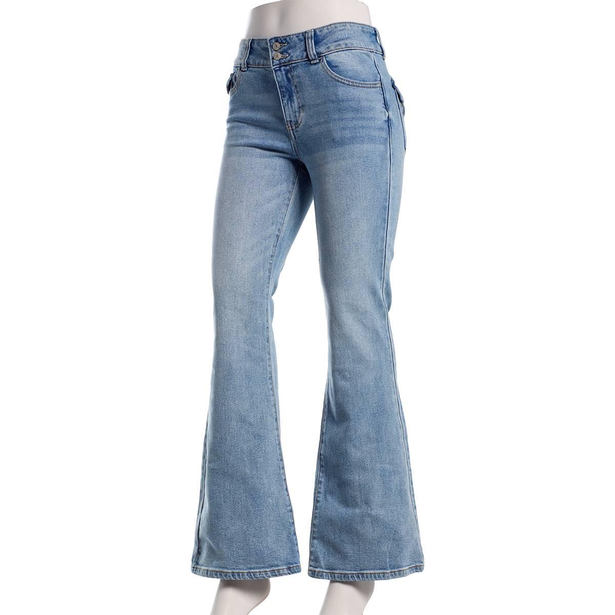 Celebrity Pink Juniors Embroidered Flap-Pocket Double-Button Western Flare Jeans - Lumbier