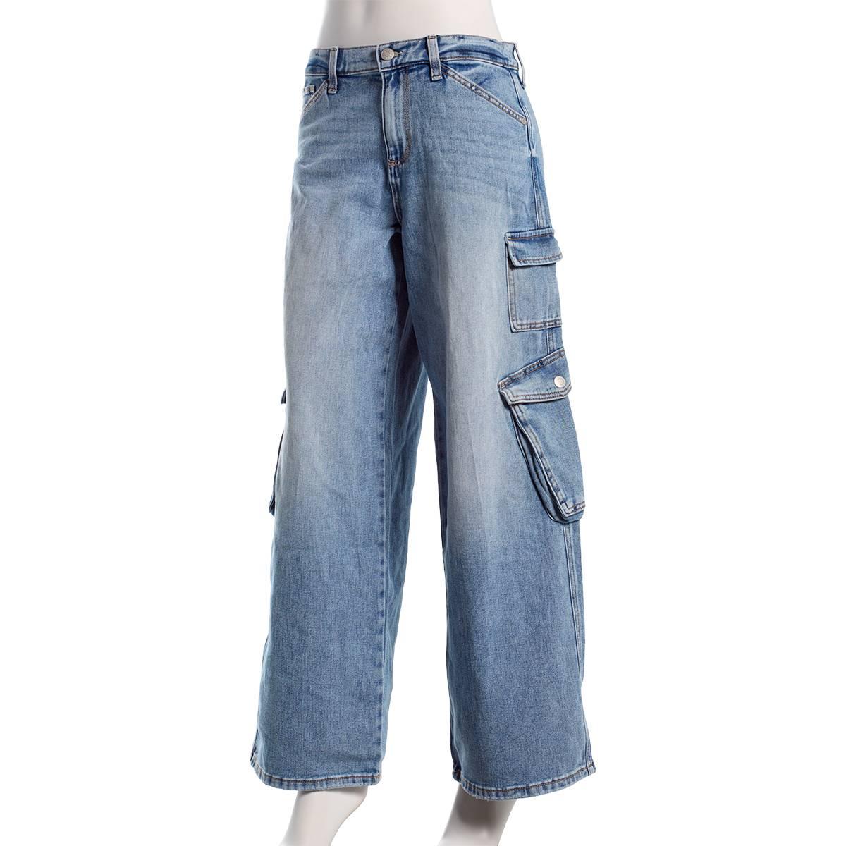 Click here for Juniors Celebrity Pink Mid Rise Wide Leg Cargo Jea... prices