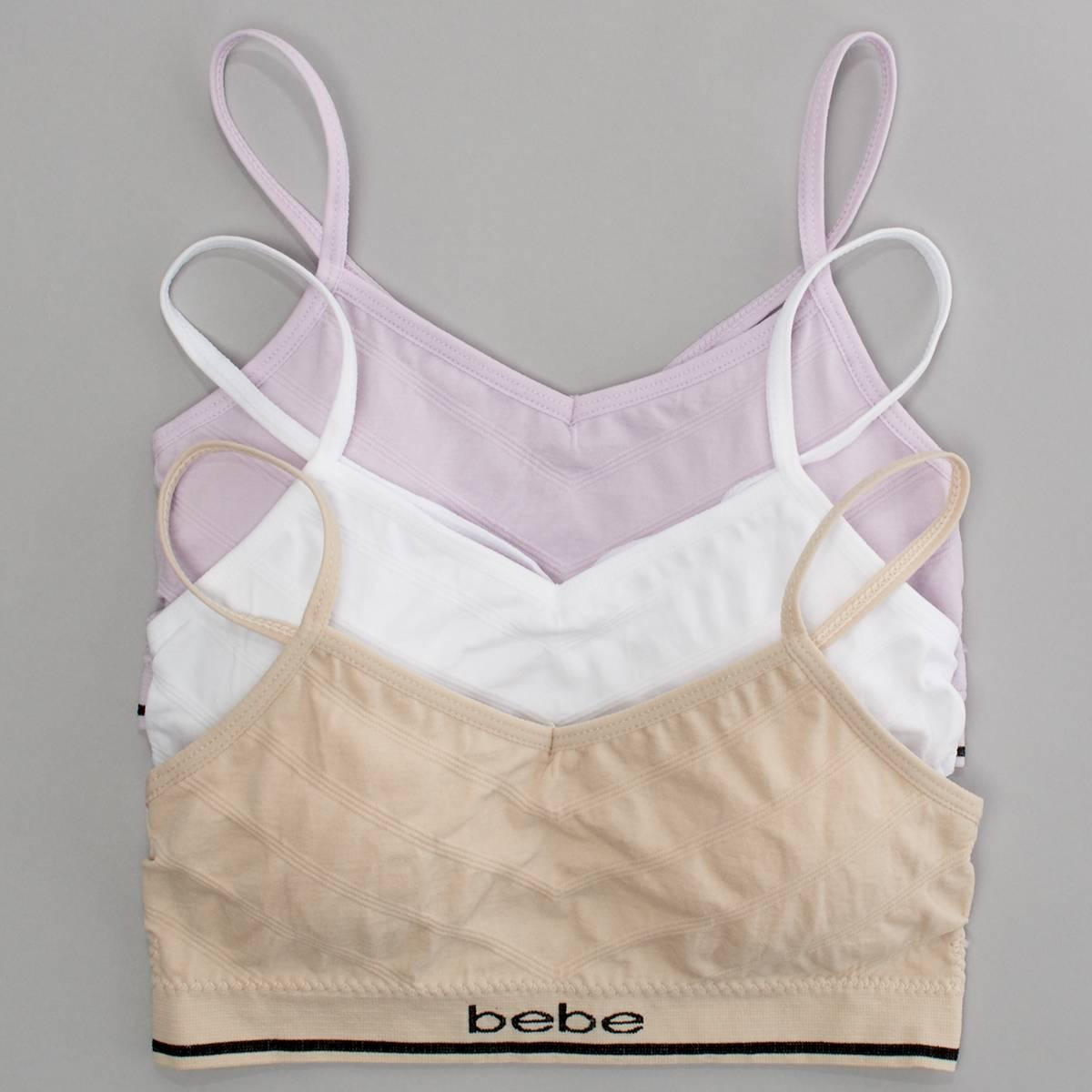 Click here for Girls Bebe 3pk. Solid Chevron Ribbed Bralettes prices