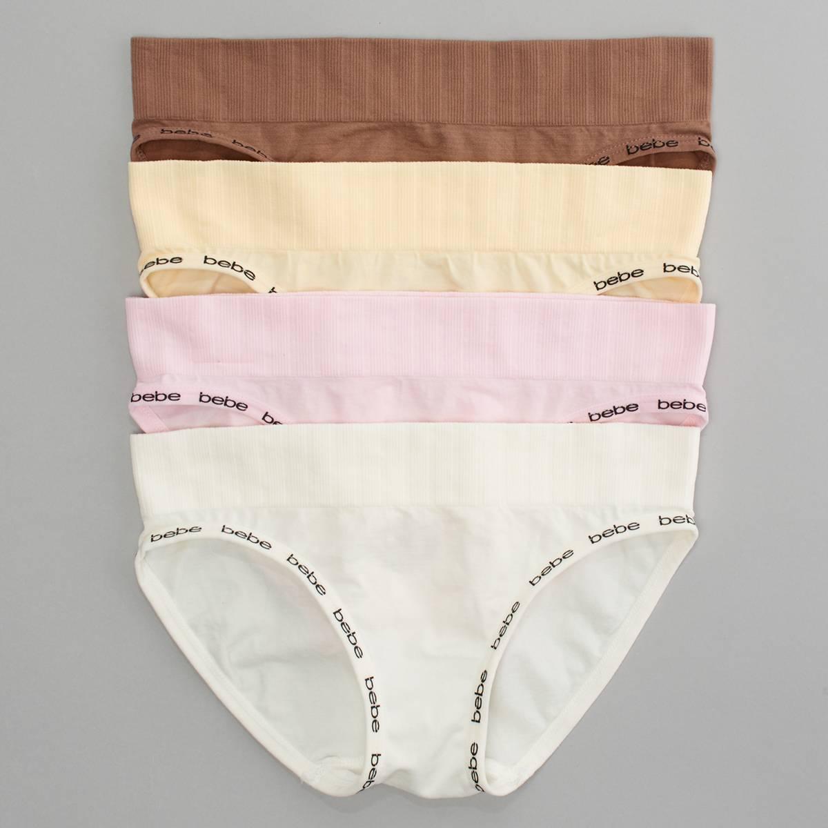 Click here for Girls Bebe 4pk. Seamless Logo Hem Bikini Underwear prices