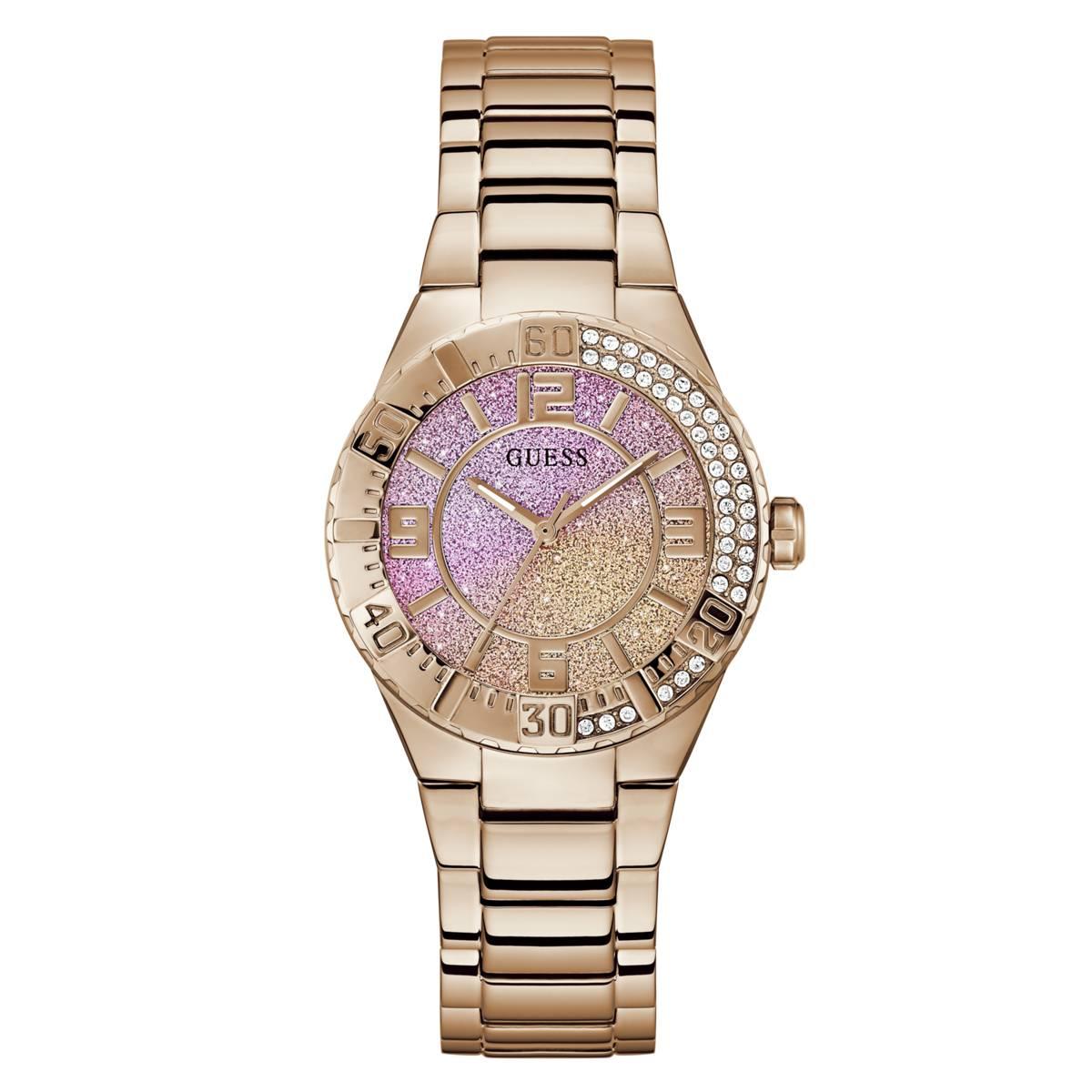 Click here for Womens GUESS Rose Gold Multifunction Watch - GW088... prices