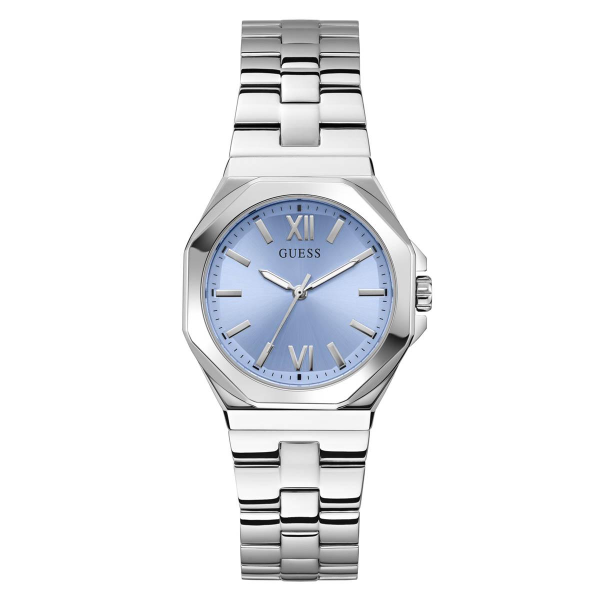 Guess Womens Analog Silver-Tone Stainless Steel Watch  34mm - Silver-Tone