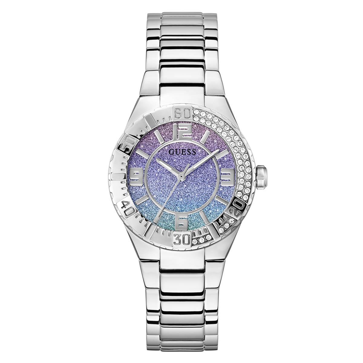 Click here for Womens GUESS Silver-Tone Ombre Glitter Dial Watch... prices