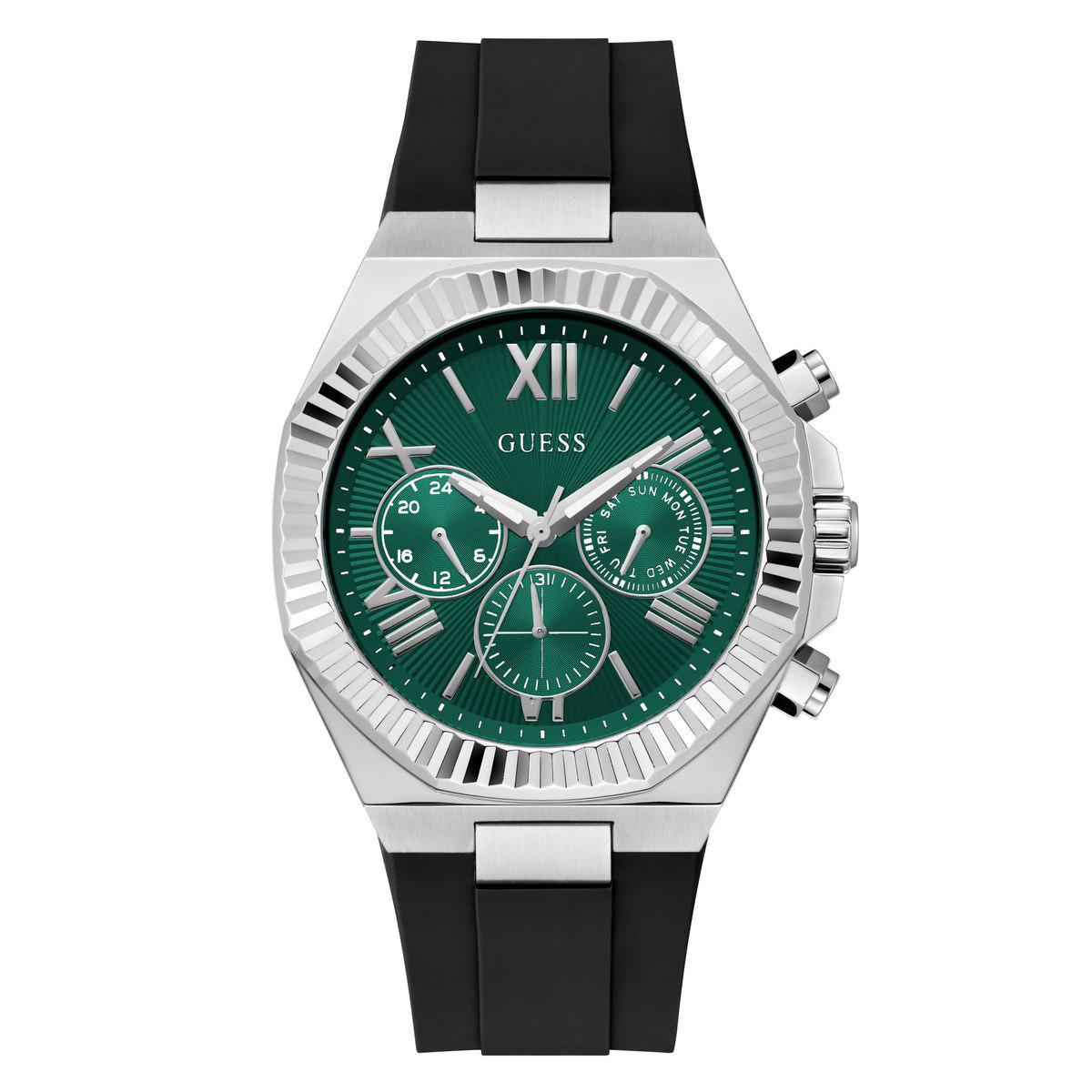 Click here for Mens Guess Silver Multi-Function Green Dial Watch... prices