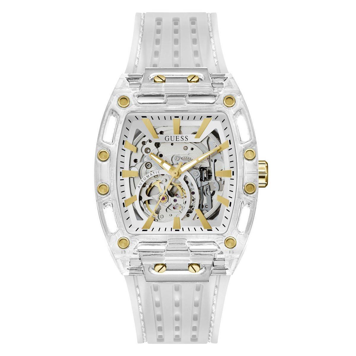 Click here for Mens Guess Clear Silicone Strap Automatic Watch -... prices