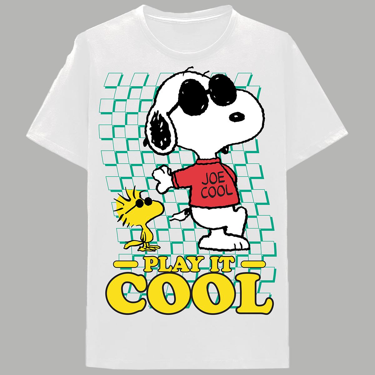 Click here for Young Mens Snoopy Play It Cool Graphic Tee - White prices