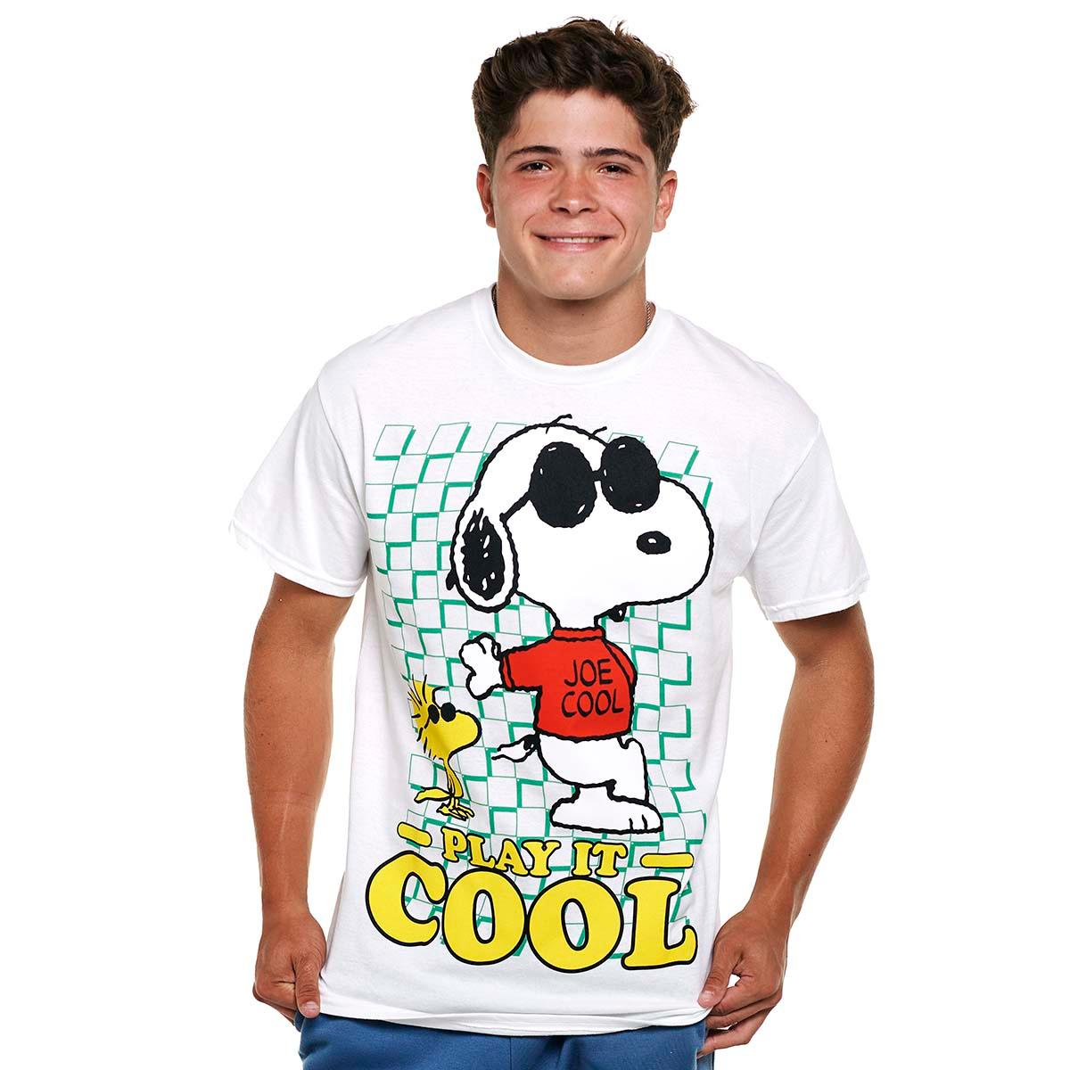 Click here for Young Mens Snoopy Play It Cool Graphic Tee - White prices
