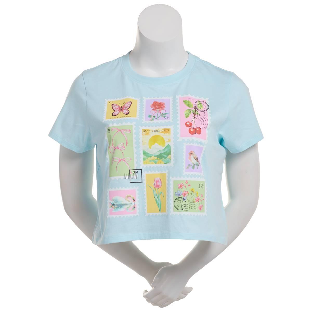 Click here for Juniors Attitude Not Included Stamp Graphic Crop T... prices