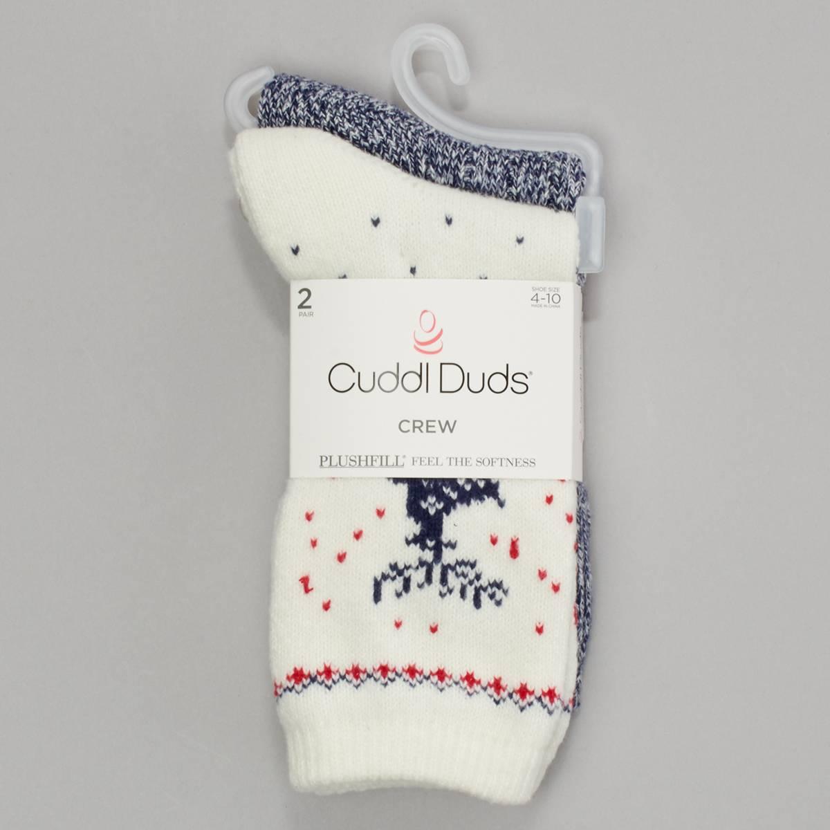 Click here for Womens Cuddl Duds 2pk Reindeer Crew Socks prices
