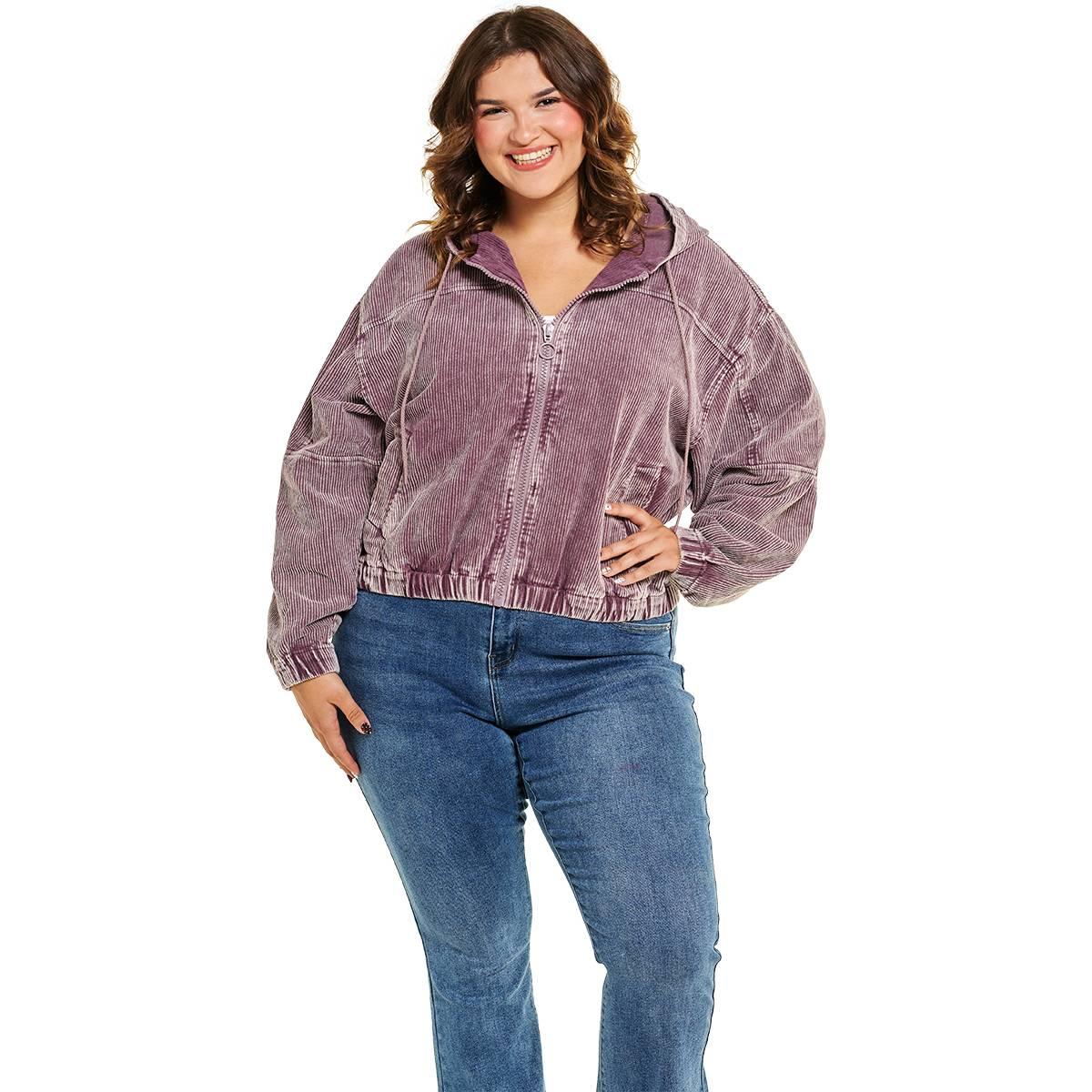 Click here for Juniors Plus Stoosh Snow Wash Corduroy Zip Up Bomb... prices