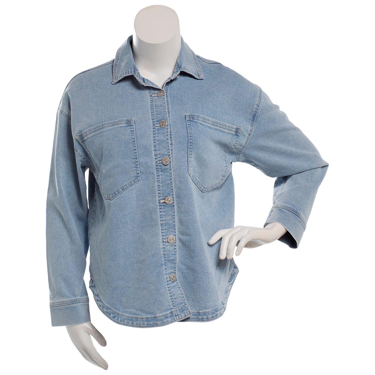 Click here for Juniors Wallflower Kenna Denim Shacket prices