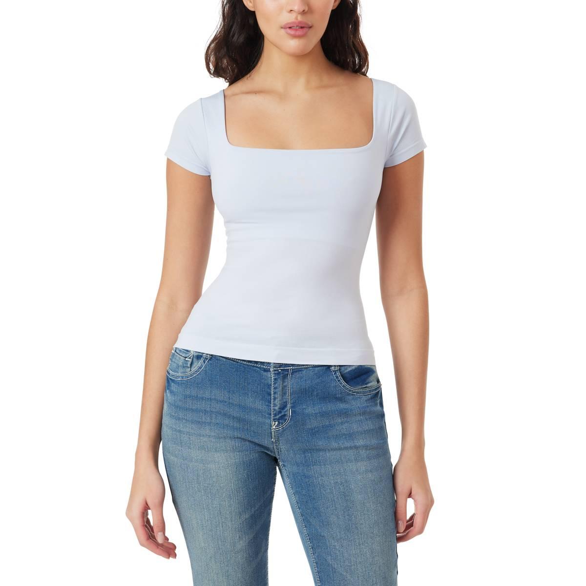 Click here for Juniors Wallflower Short Sleeve Square Neck Shelf... prices
