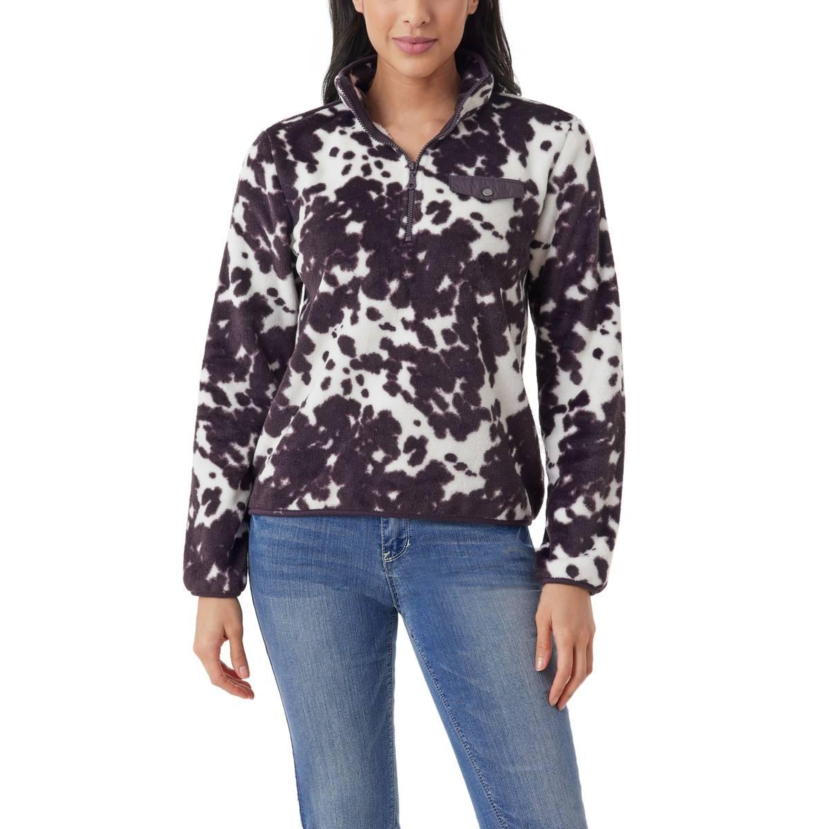 Click here for Juniors Wallflower Woobie Spotty Cow 1/4 Zip Pullo... prices