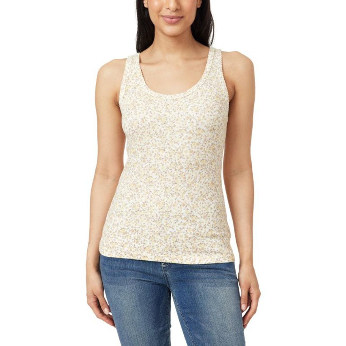 Click here for Juniors Wallflower Ribbed Ditsy Scallop Edge Tank... prices