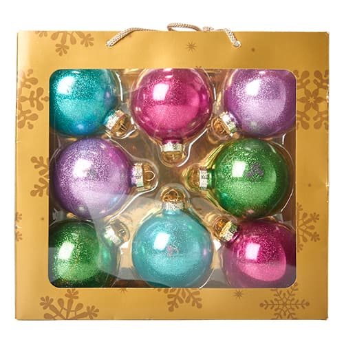 Click here for Set of 8 2.6in. Brights Glass Ornaments prices
