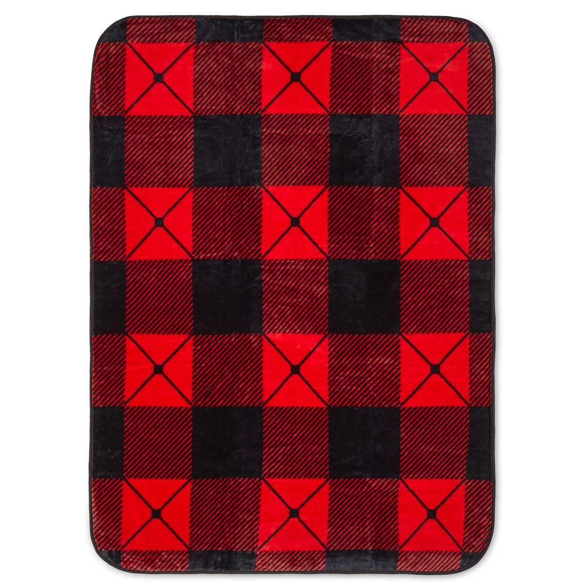 Shavel Home Products Hi Pile Buffalo Check Oversized Luxury Throw