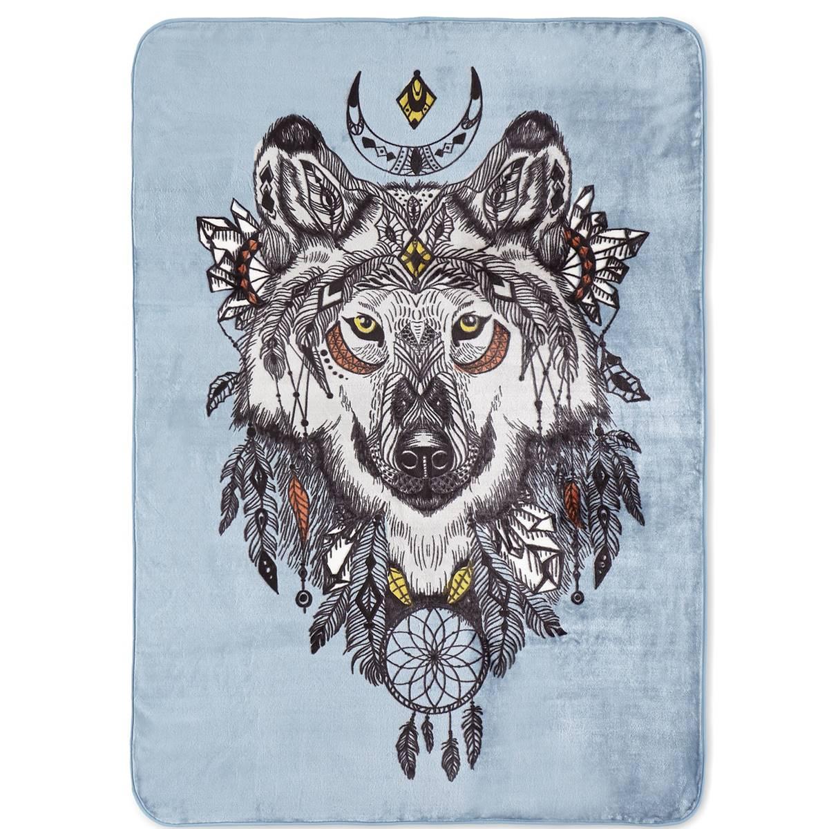 Shavel Home Products High Pile Spirit Wolf Oversized Luxury Throw