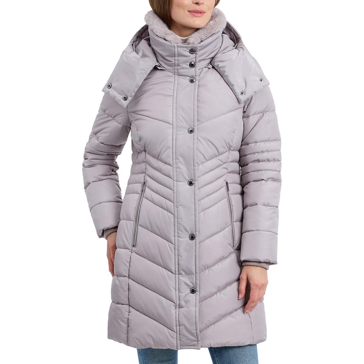 Click here for Womens London Fog Long Puffer Coat with Faux Fur C... prices
