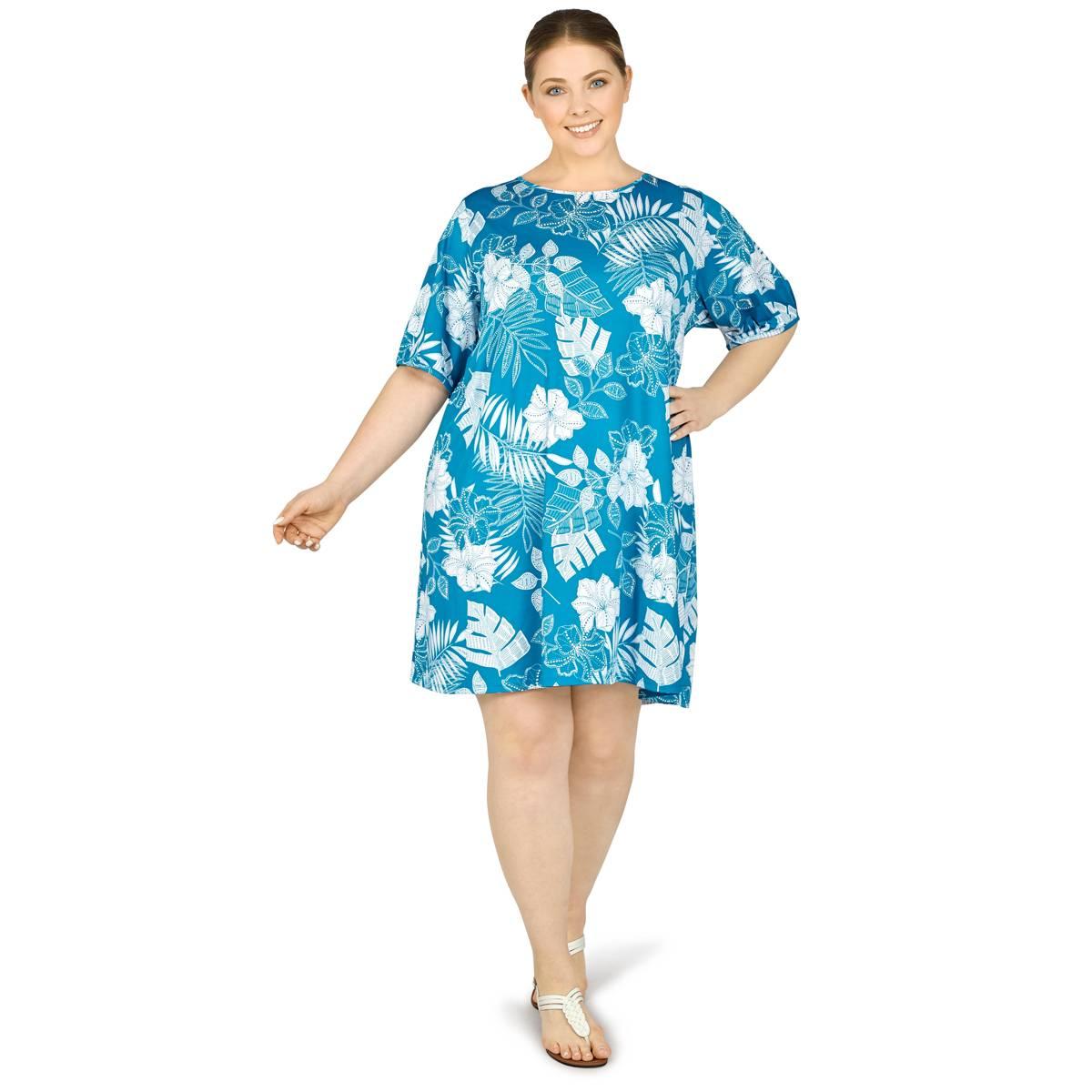 Click here for Plus Size Ruby Rd. Elbow Sleeve Tropical Floral Sh... prices