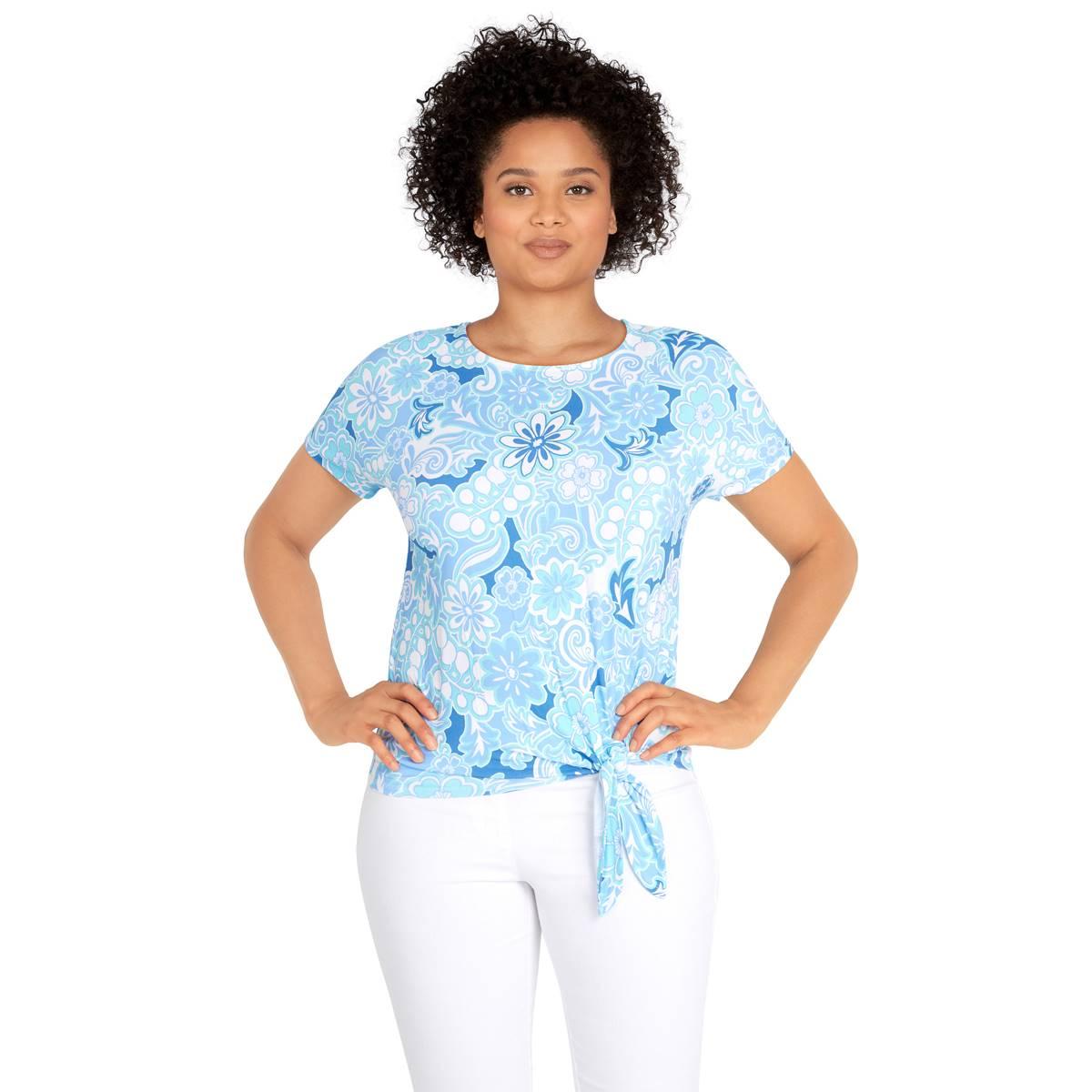 Click here for Petite Ruby Rd. Must Haves II Floral Blouse- Blueb... prices