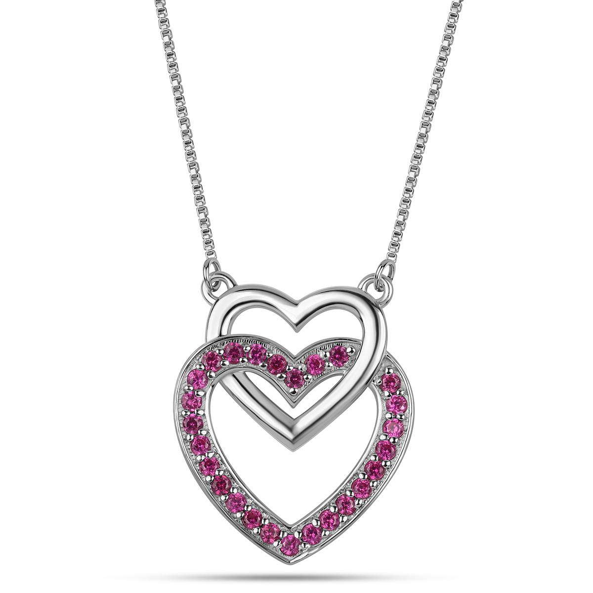 Click here for Nova Star(R) Sterling Silver Created Ruby Twin Hea... prices