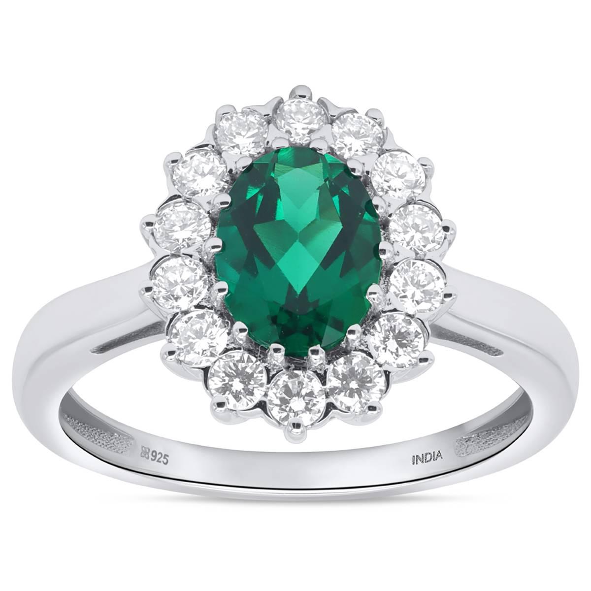 Click here for Nova Star(R) Oval Lab-Grown Emerald with Lab-Grown... prices
