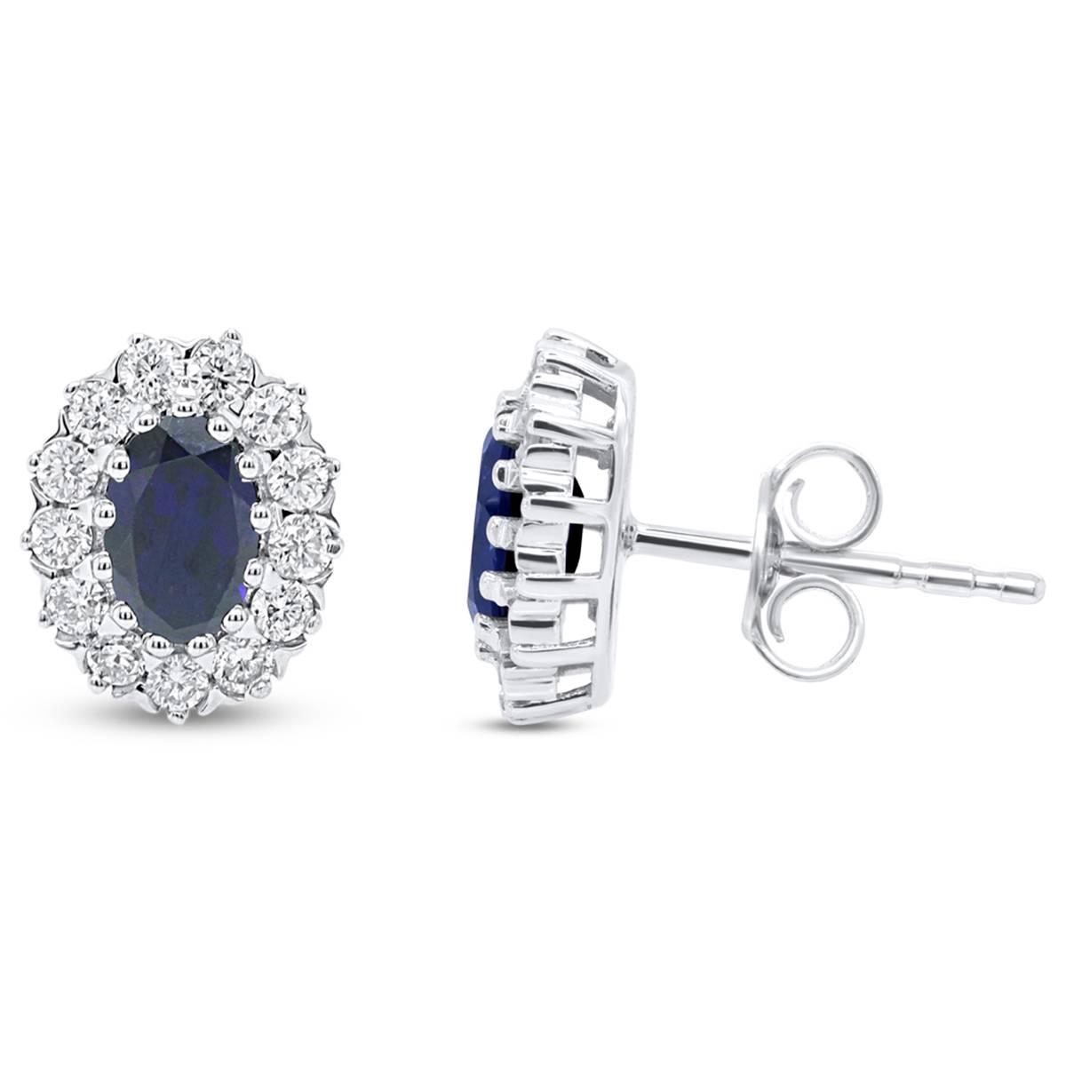 Click here for Nova Star(R) 6x4mm Oval Lab-Grown Sapphire Stud Ea... prices