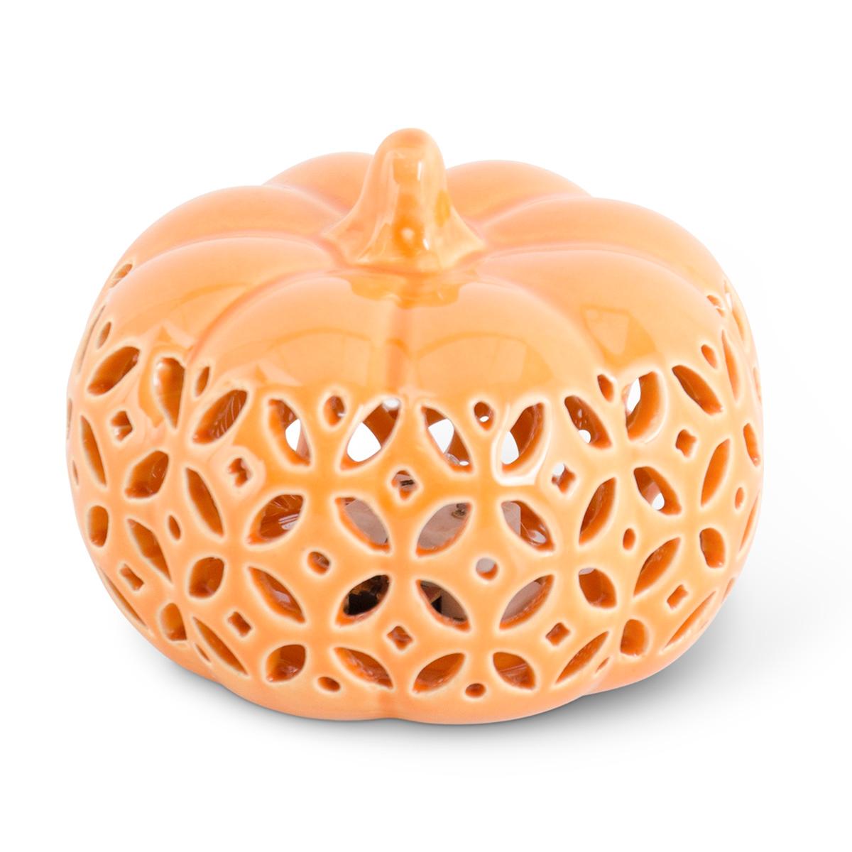 Click here for K&K Interiors Ceramic Cutout LED Pumpkin - Orange prices