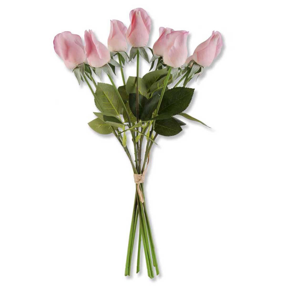 Click here for K&K Interiors 9 Stem Pink Rose Bud with Foliage prices