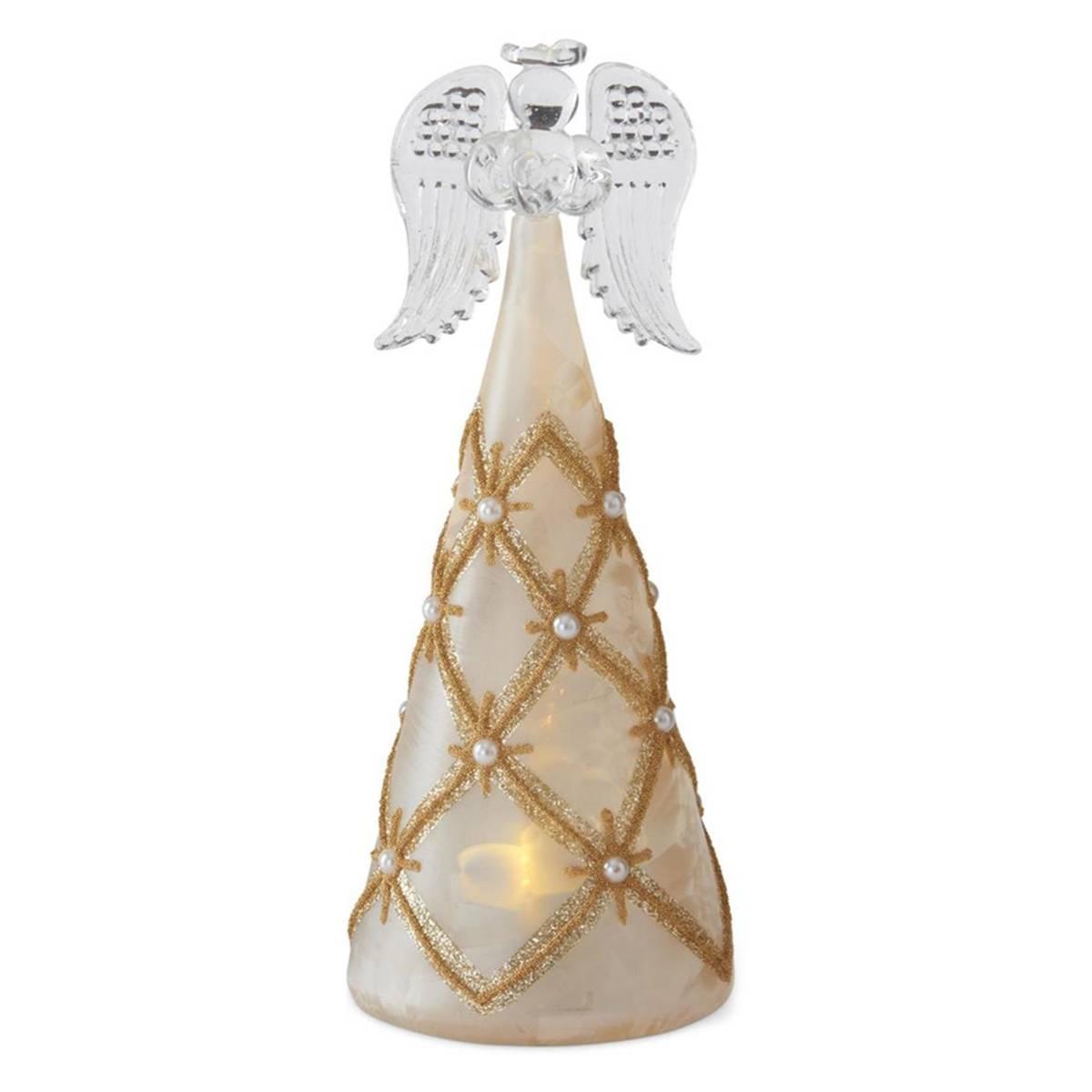 Click here for K&K Interiors Glass LED Cone Shape Angel Holding H... prices