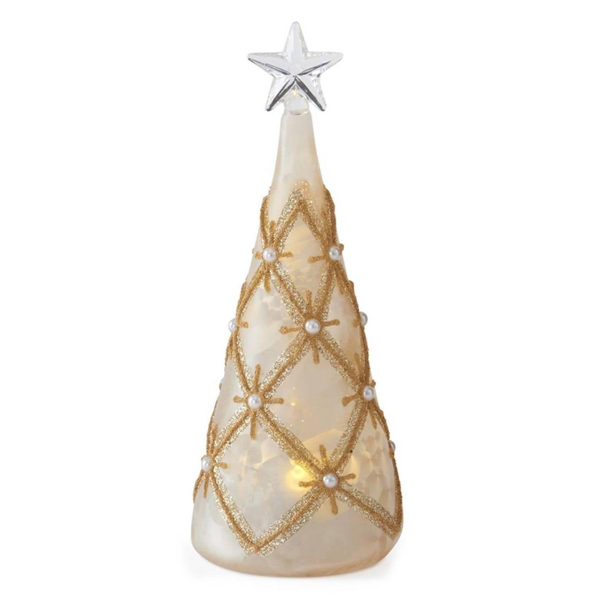 Click here for K&K Interiors 8in. Glass LED Cone Shape Tree with... prices