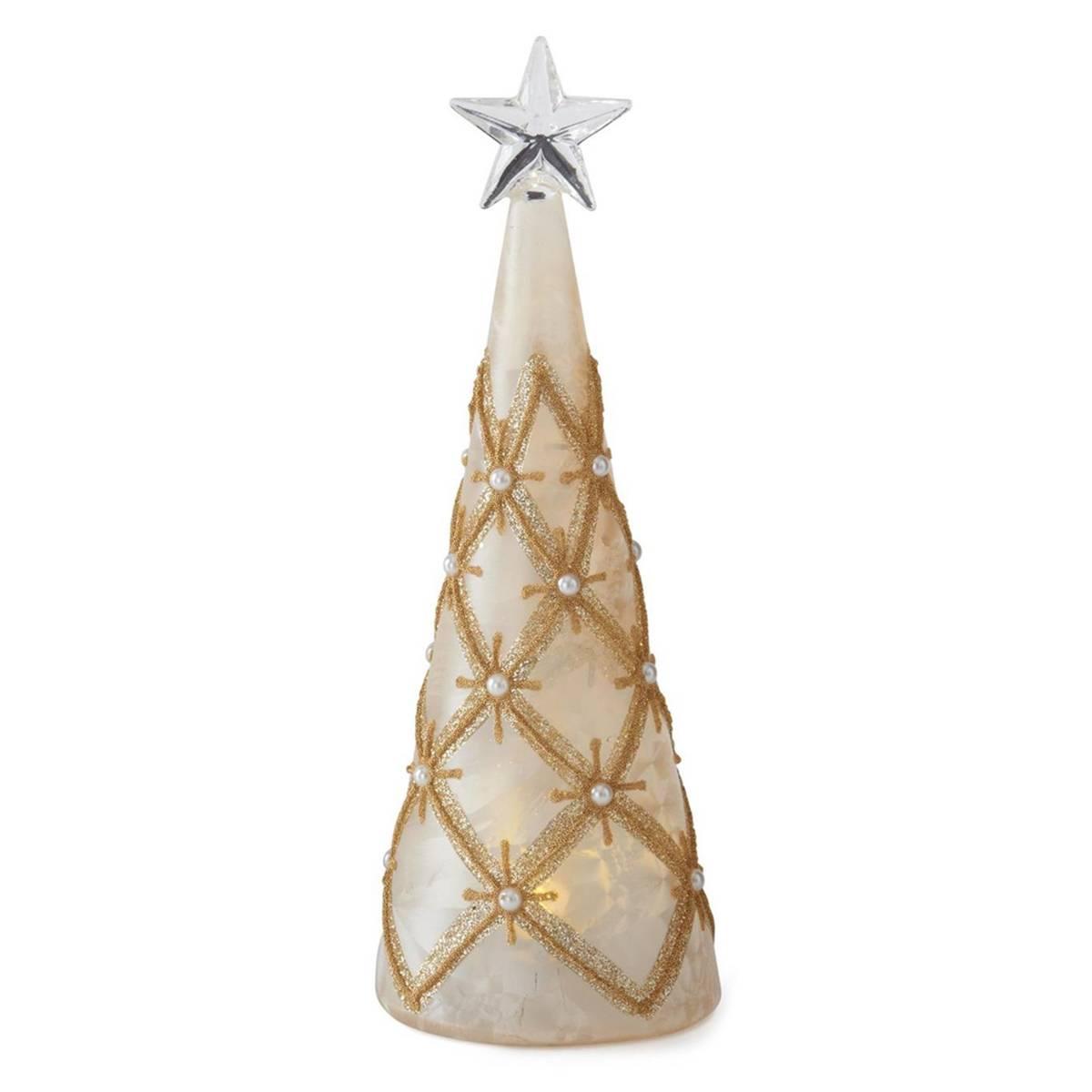 Click here for K&K Interiors 9.5in. Glass LED Cone Shape Tree wit... prices