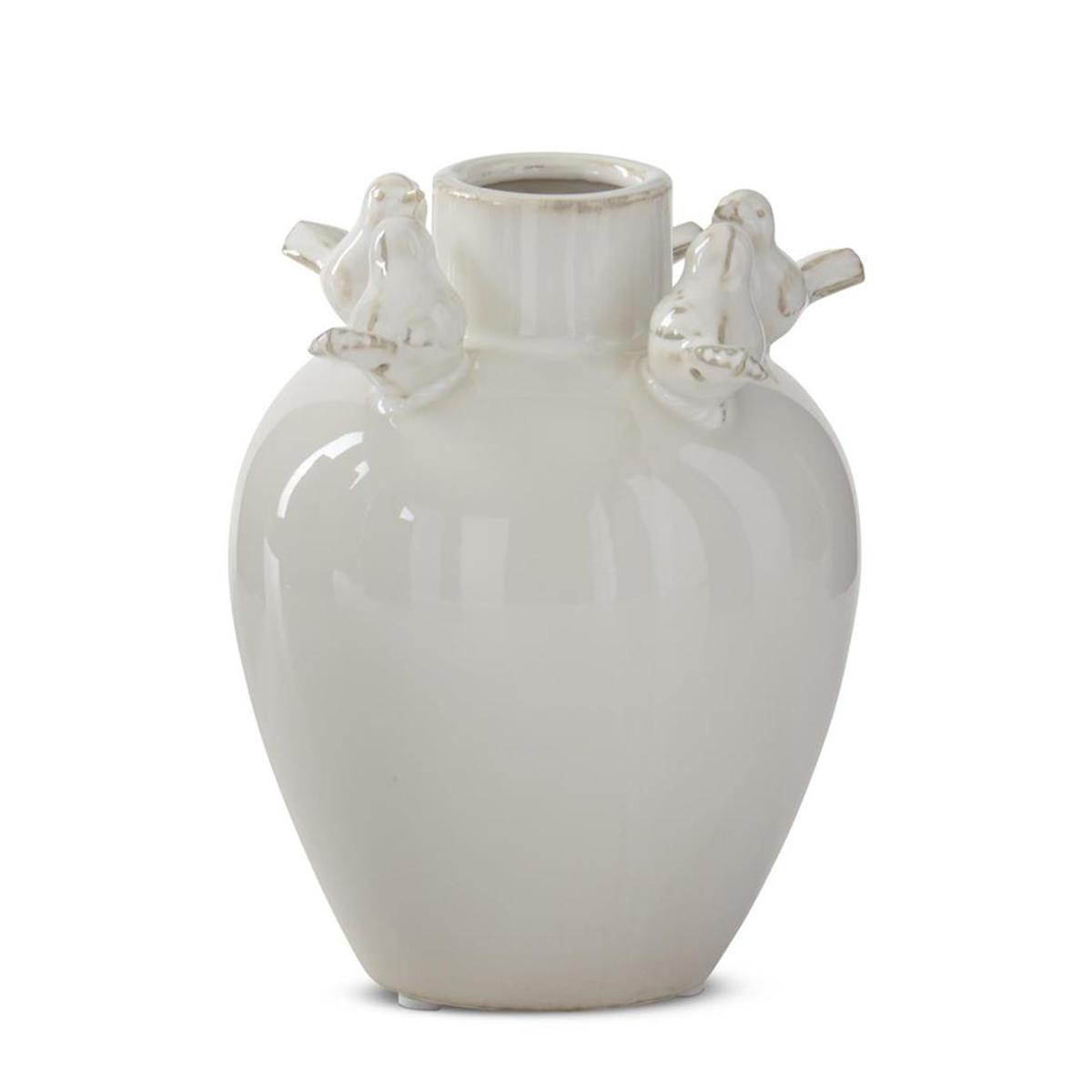 Click here for K&K Interiors Cream Ceramic Bird Rim Vase prices