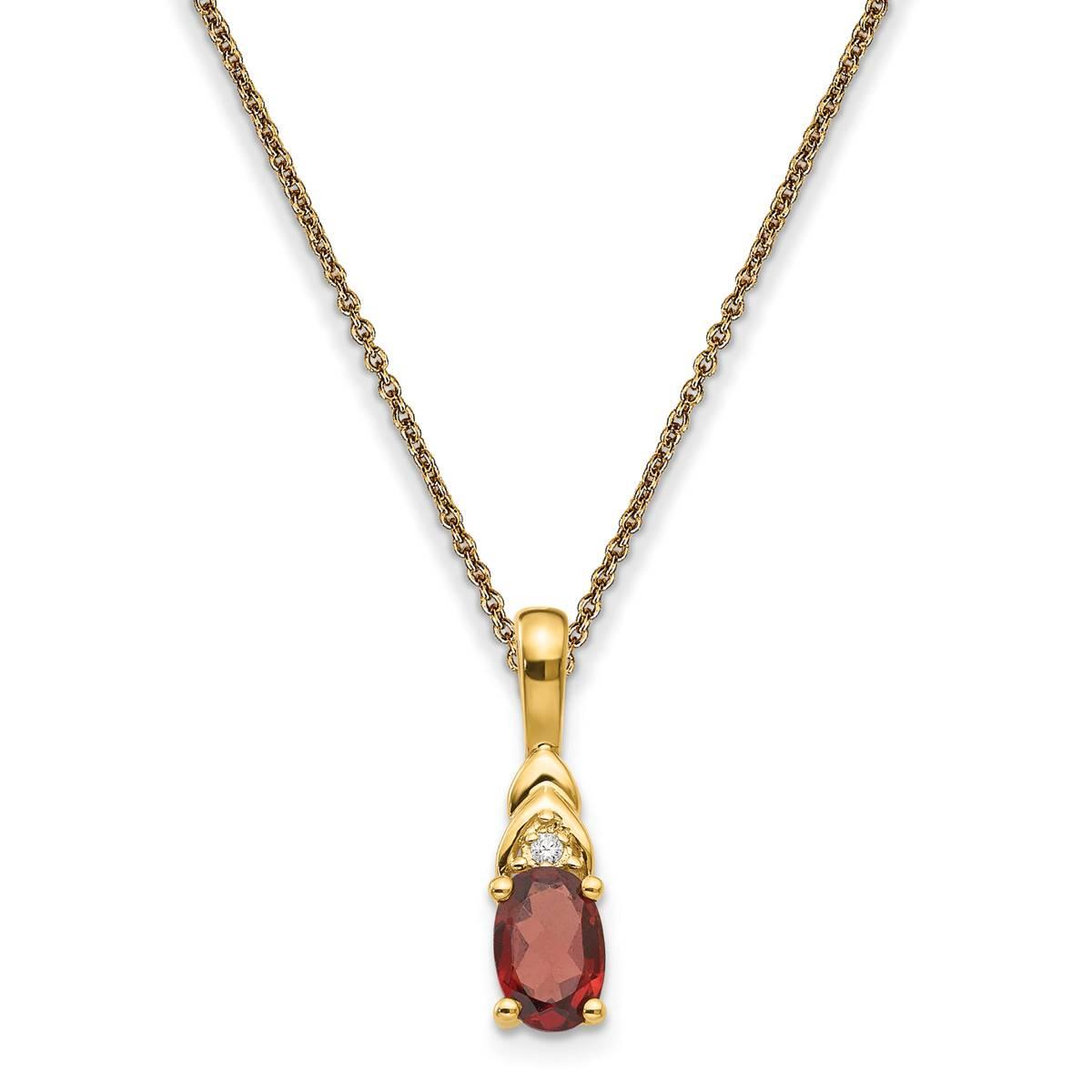 Click here for 14kt. Yellow Gold Oval Garnet Diamond Necklace prices