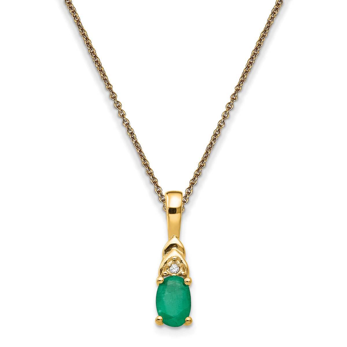 Click here for 14kt. Yellow Gold Oval Emerald Diamond Necklace prices