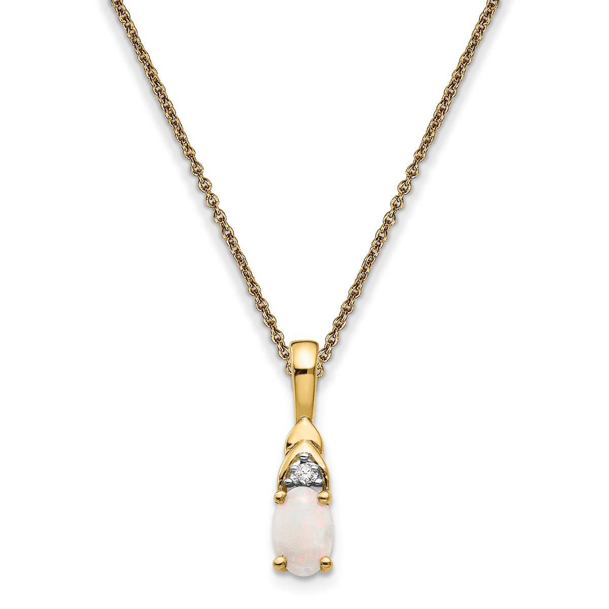 Click here for 14kt. Yellow Gold Oval Opal Diamond Necklace prices