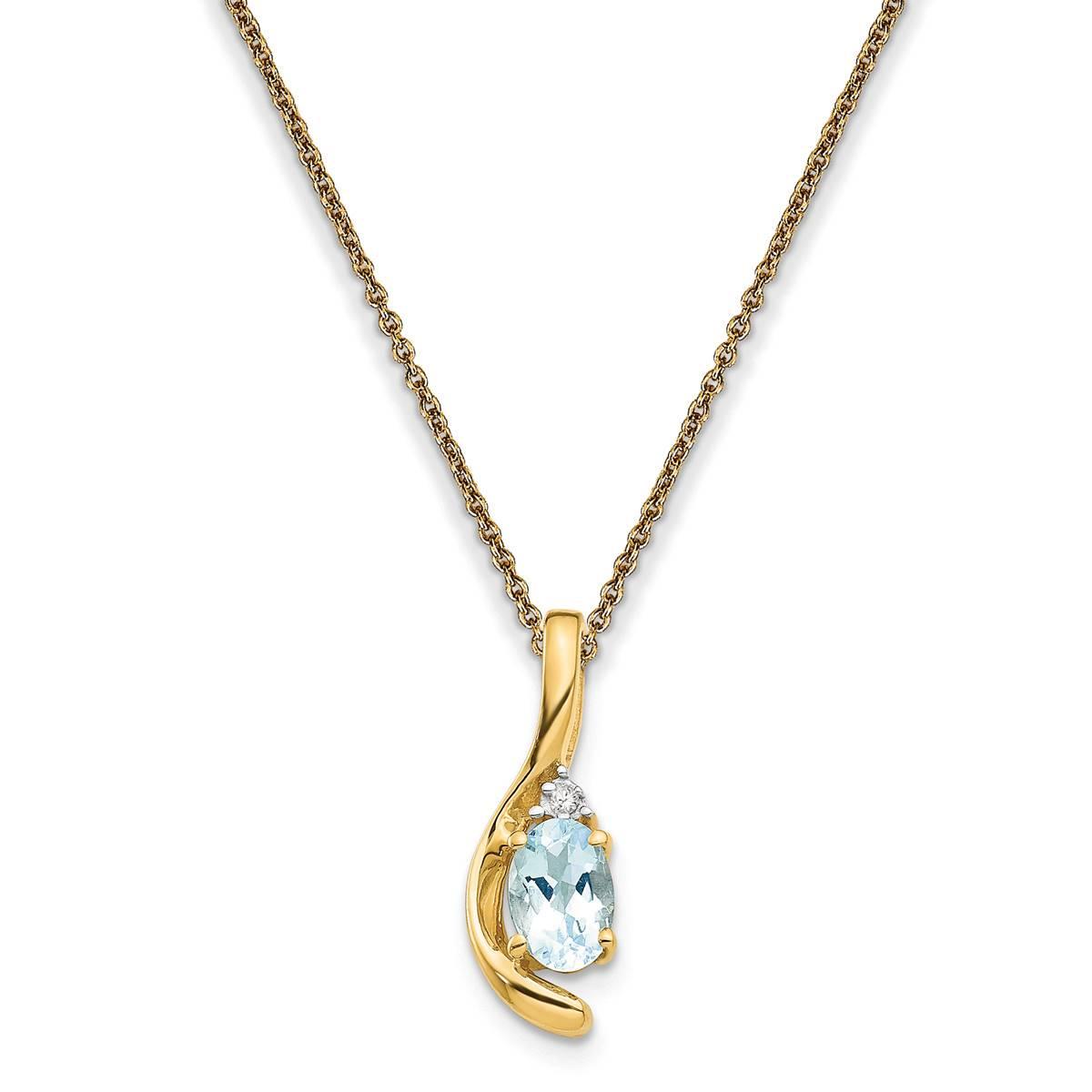 Click here for 14kt. Yellow Gold Blue Aquamarine Necklace prices