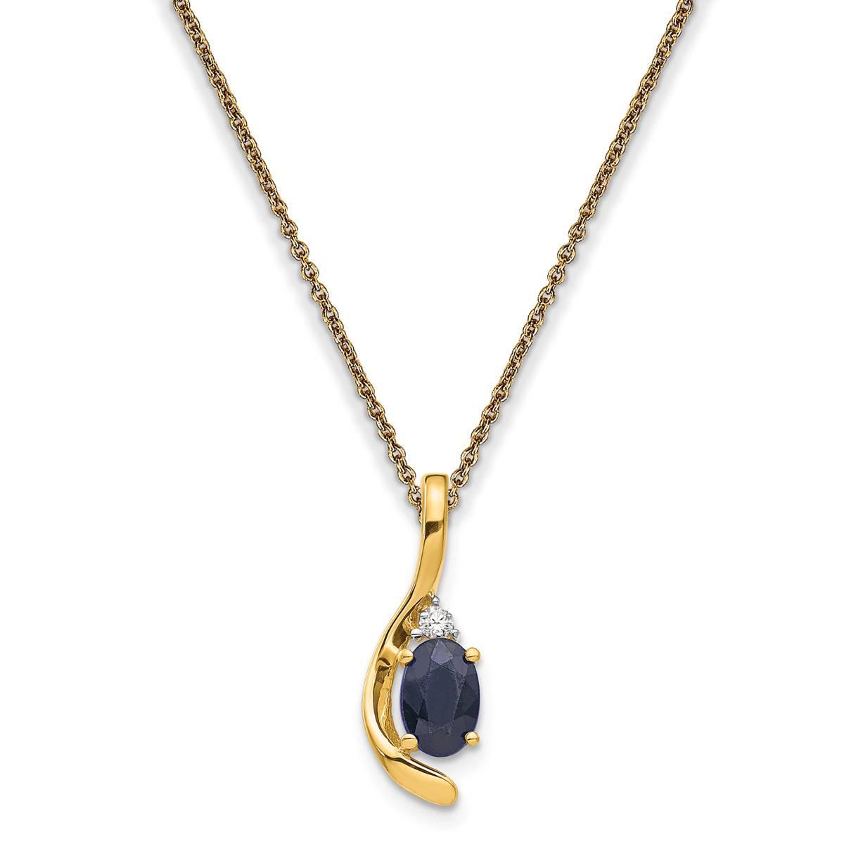 Click here for 14kt. Yellow Gold Blue Sapphire Pendant Necklace prices