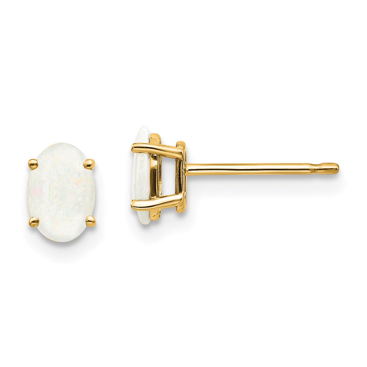 Click here for Gemstone Classics(tm) Yellow Gold 6mm. Opal Stud E... prices