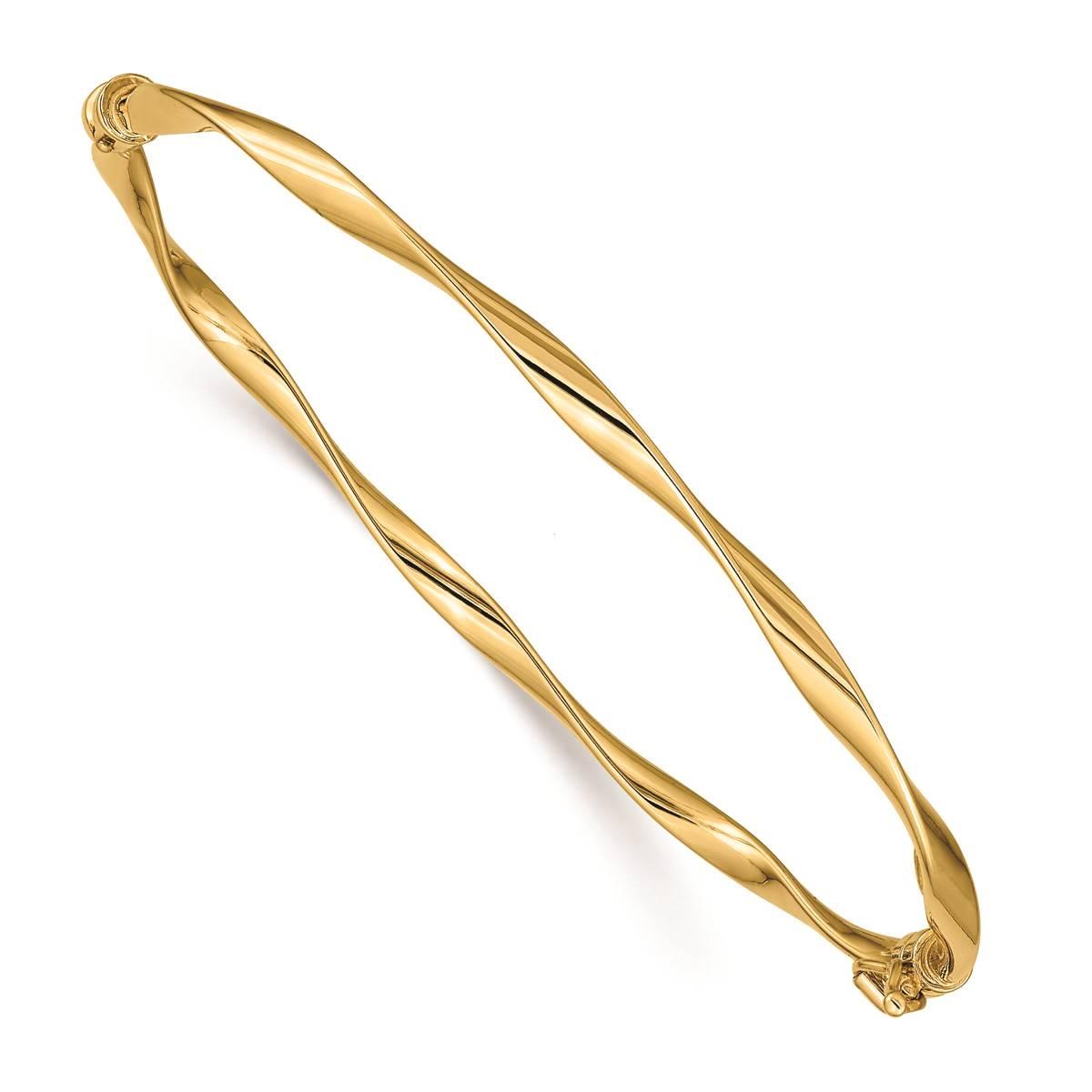 Click here for Gold Classics(tm) 14kt. Polished Twisted Hinged Ba... prices