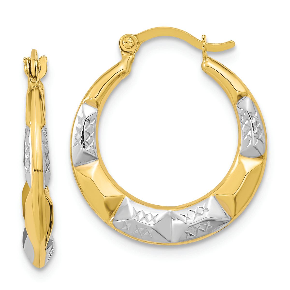 Click here for Gold Classics(tm) 10kt. & Rhodium Hollow Hoop Earr... prices