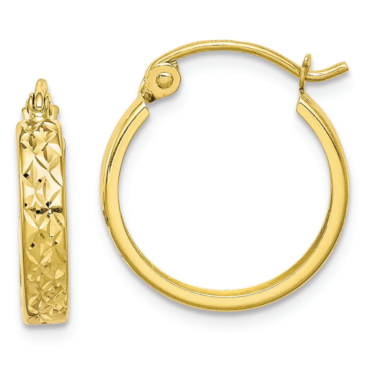 Click here for Gold Classics(tm) 10kt. D/C Square Tube Hoop Earri... prices