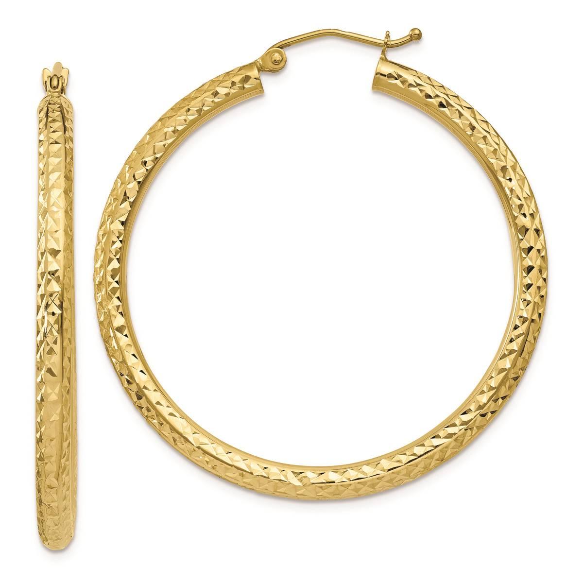Click here for Gold Classics(tm) 10kt. Diamond-Cut 35mm Round Hoo... prices