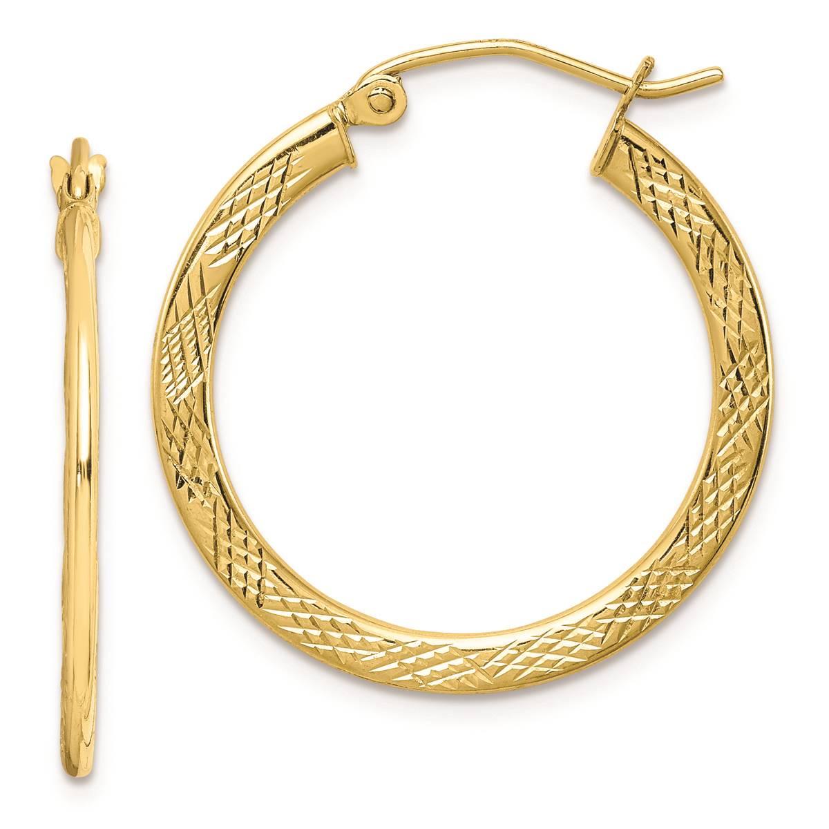Click here for Gold Classics(tm) 10kt. Textured 26mm Hoop Earring... prices