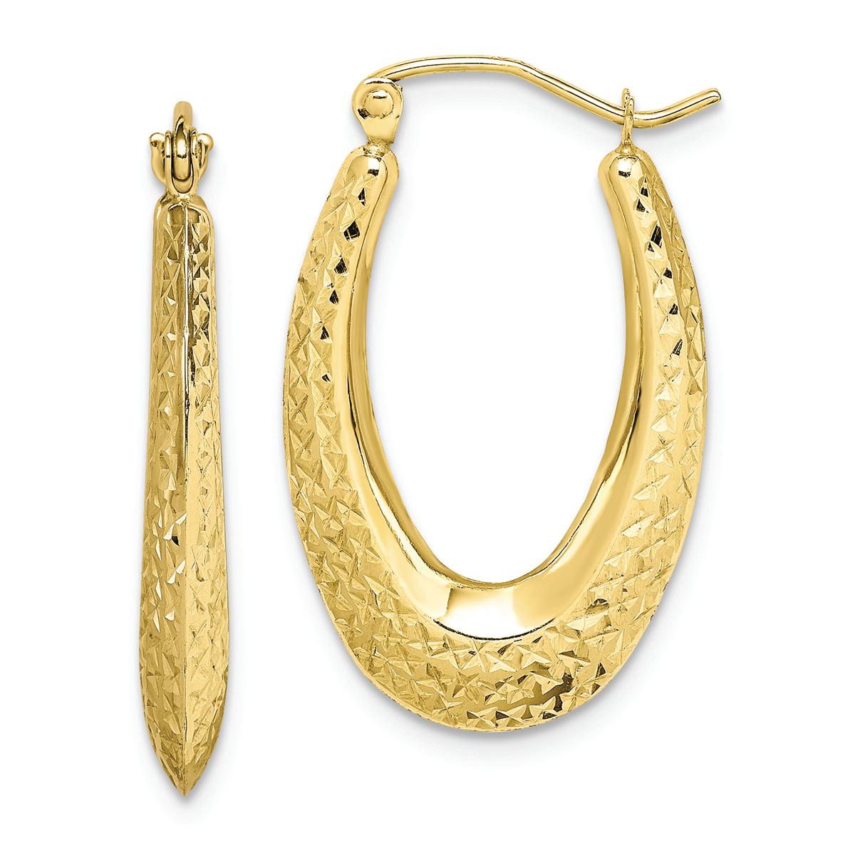 Click here for Gold Classics(tm) 10kt. Textured Oval Hollow Hoop... prices