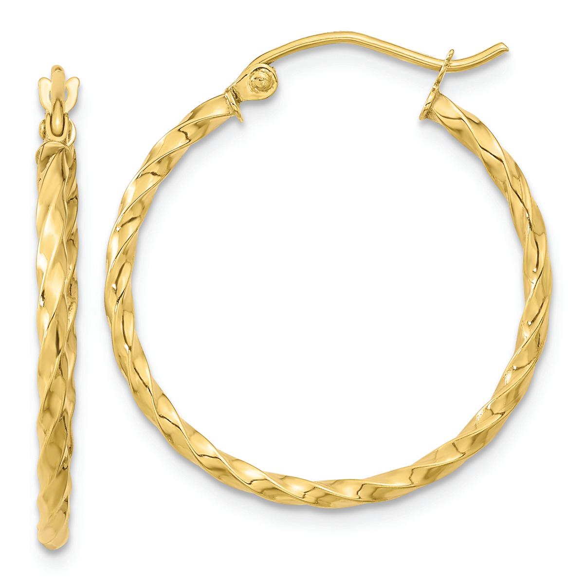 Click here for Gold Classics(tm) 10kt. Twist Polished 26mm Hoop E... prices