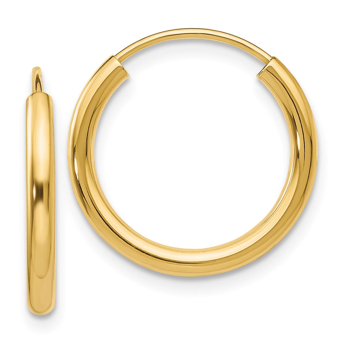 Click here for Gold Classics(tm) 14mm. 14kt. Endless Polished Hoo... prices