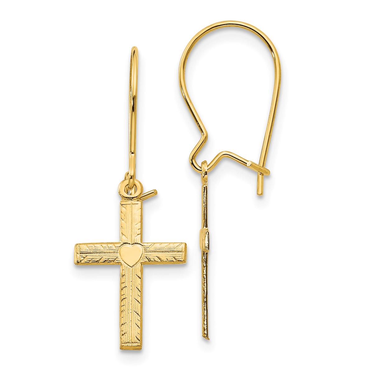 Click here for Gold Classics(tm) 14kt. Gold Satin Cross Earrings prices
