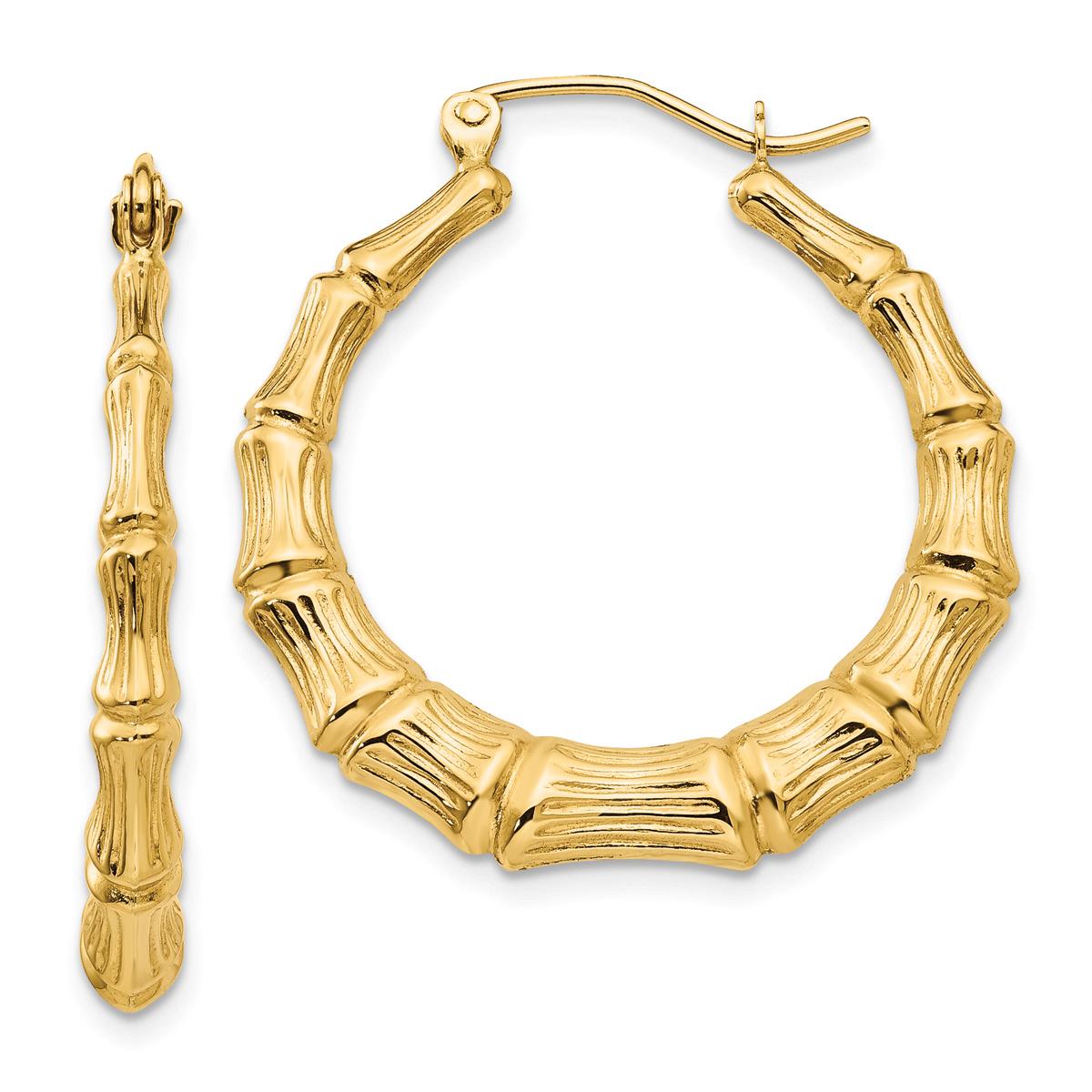 Click here for Gold Classics(tm) 20mm. 14kt. Polished Bamboo Hoop... prices
