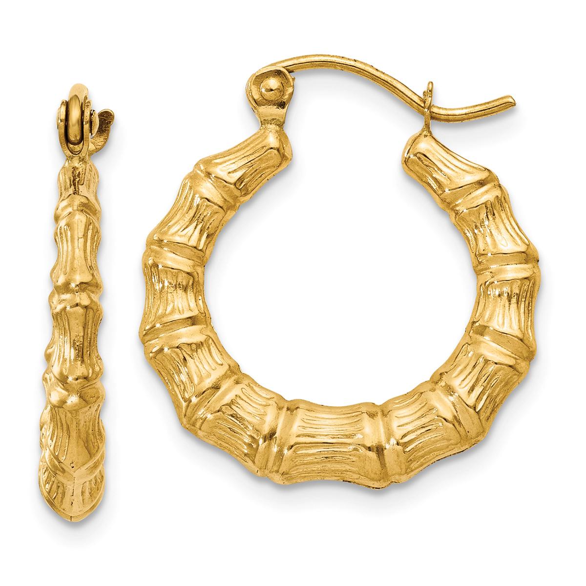 Click here for Gold Classics(tm) 13mm. 14kt. Polished Bamboo Hoop... prices